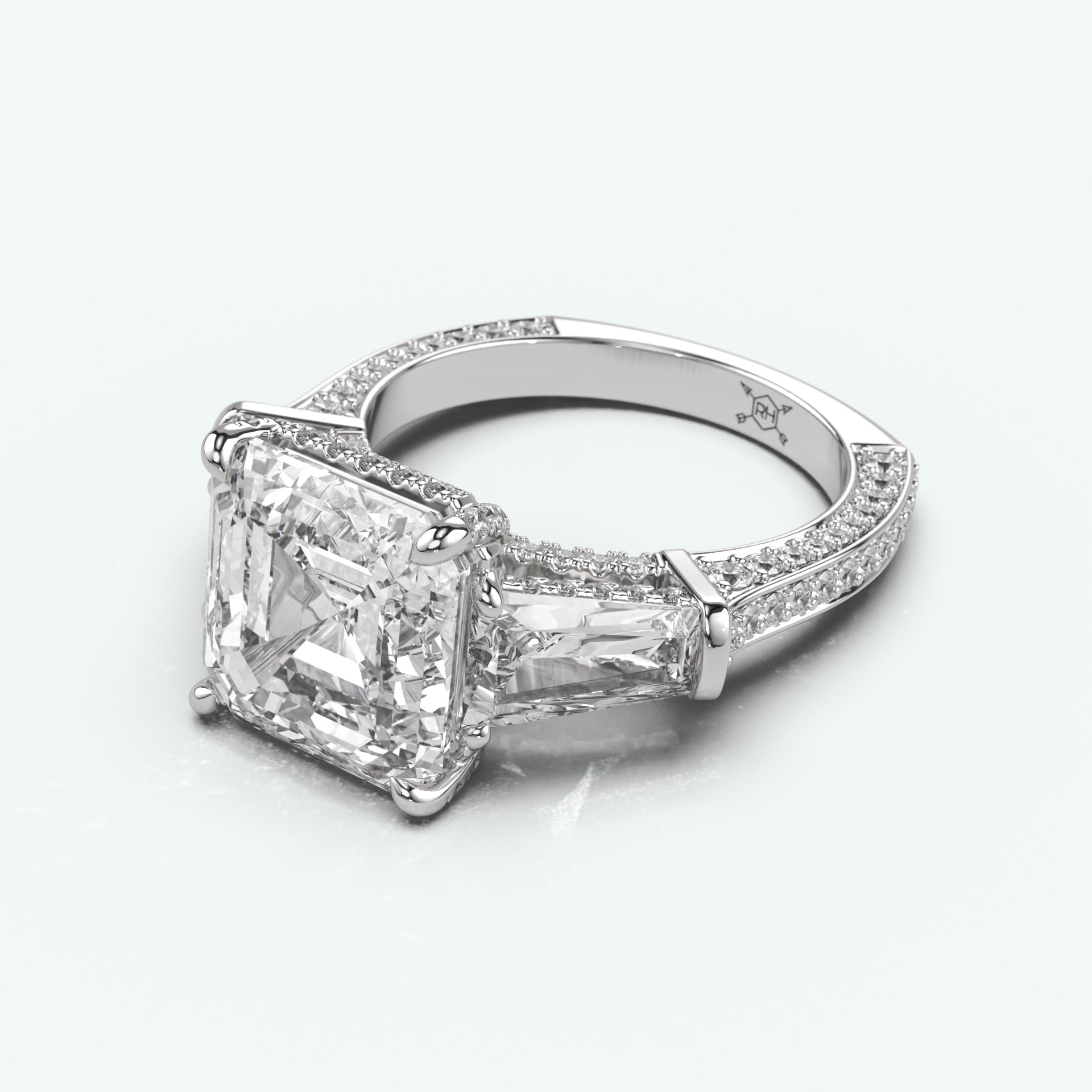 The Debra Baguette Side Diamond Engagement Ring